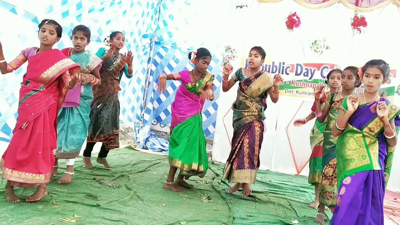 Janapada geetham dance by students - YouTube
