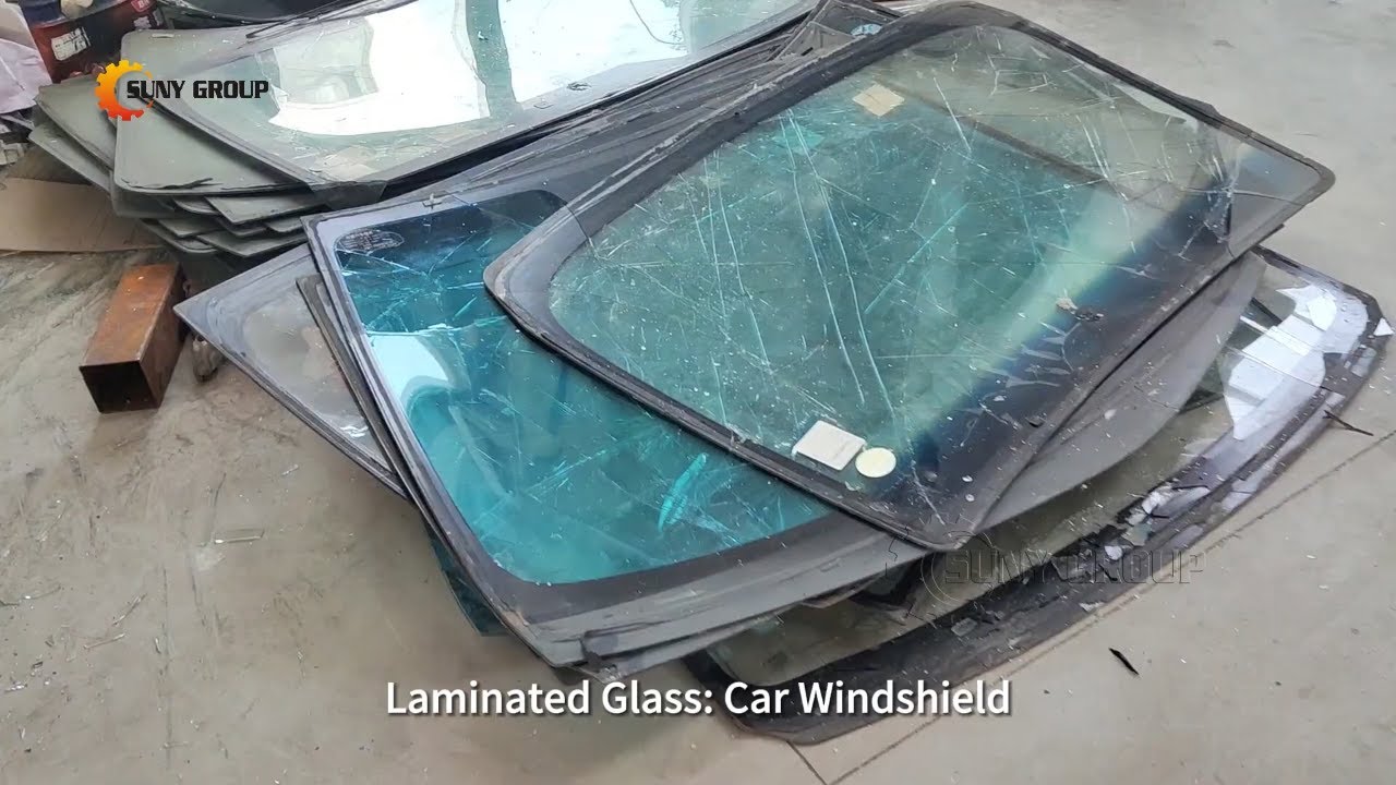 Recycling of Auto Laminated Glass | PVB Windshield Separator - YouTube