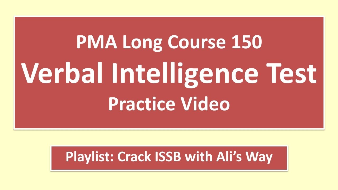 Verbal Intelligence Test Practice|PMA Long Course 150 preparation ...