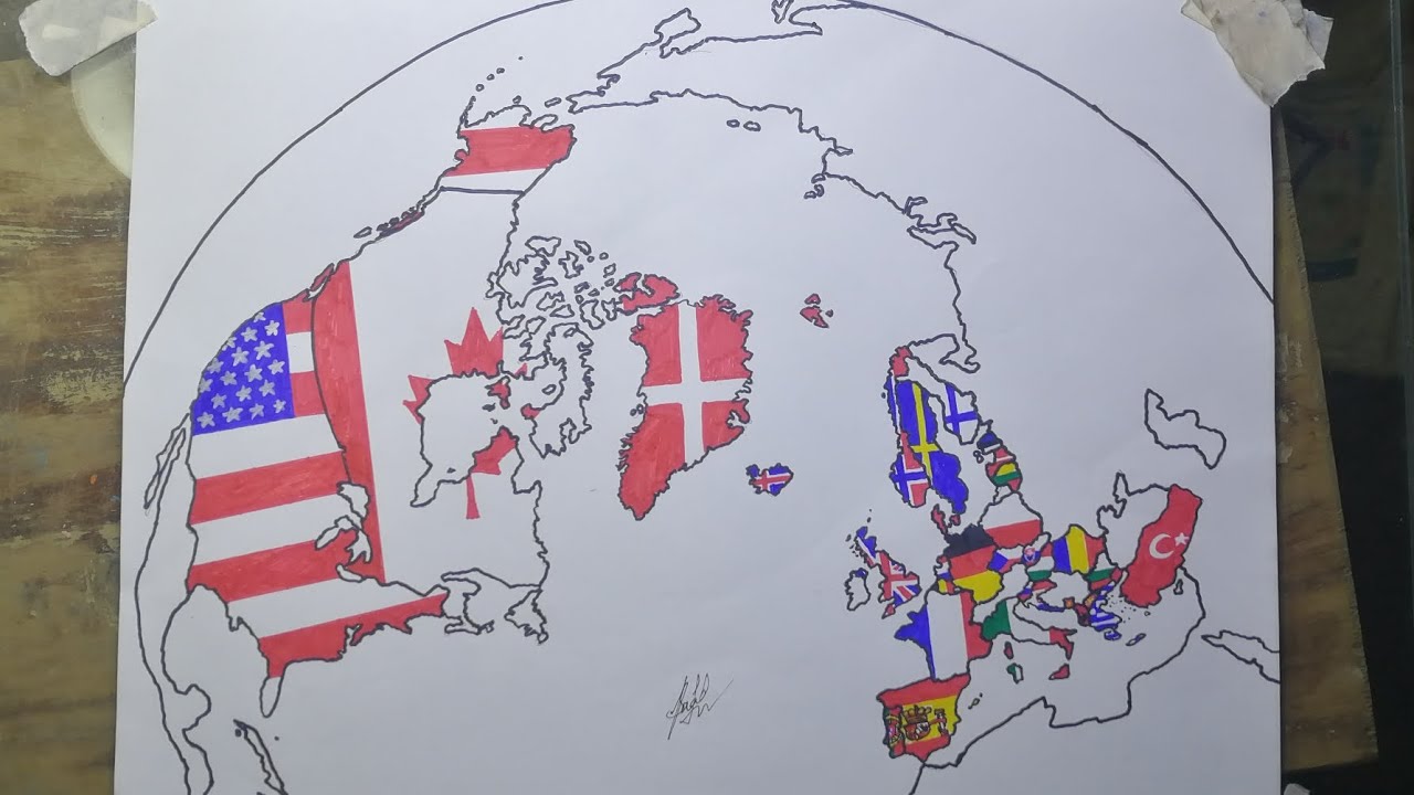 Drawing NATO flag map | NATO countries flag map drawing - YouTube