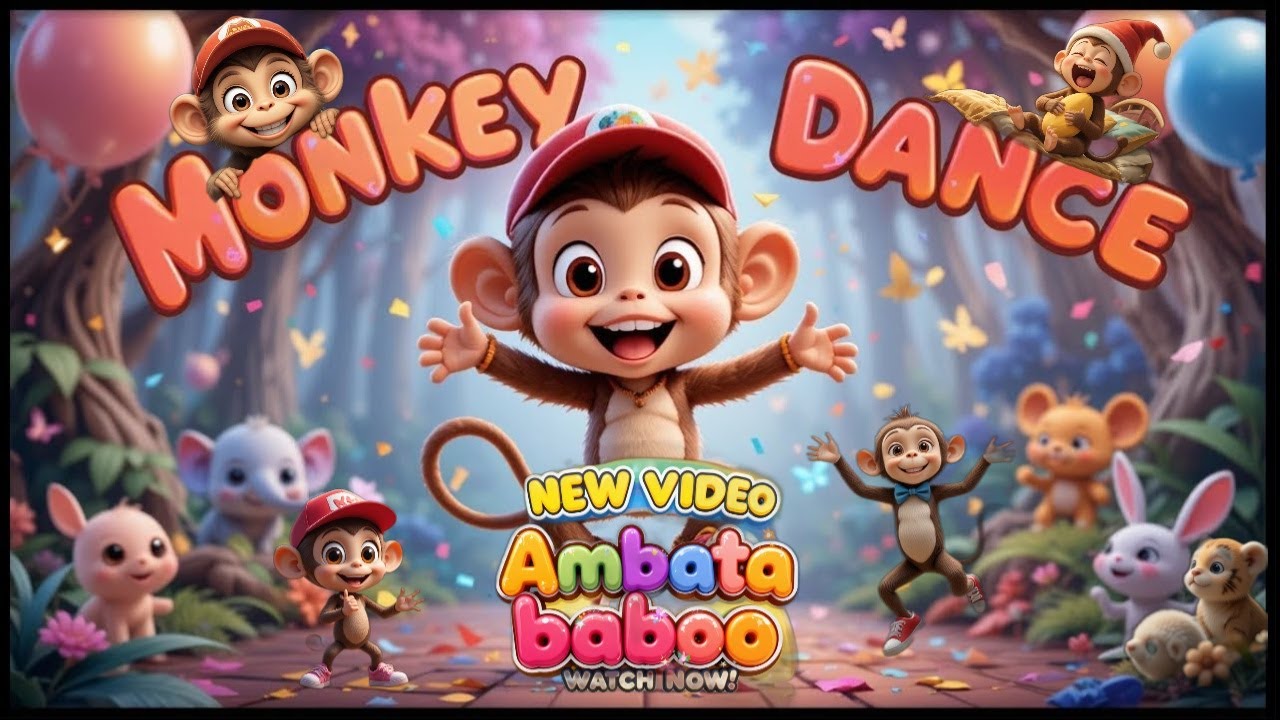 Monkey Dance Party Song for Kids 🐒| @Ambatababoo | Kids Songs & Nursery ...