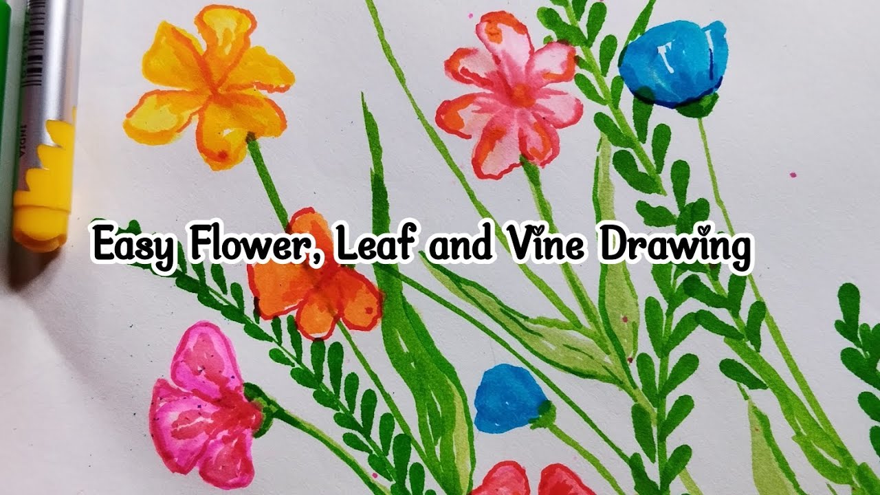Easy Flower, Leaf &Vine Drawing - YouTube