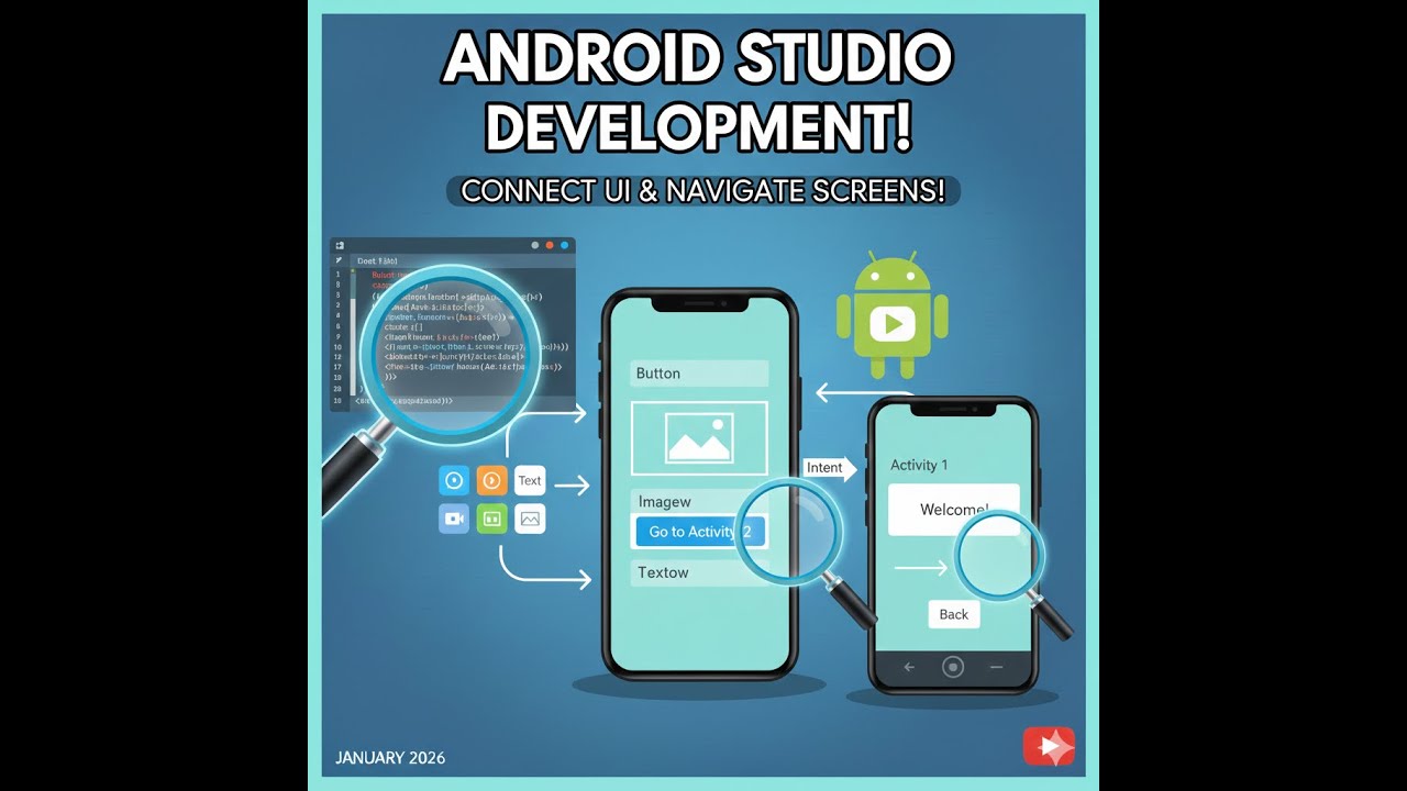 Android Studio - Connecting UI with Java Files & How to go from a screen page to another one ...