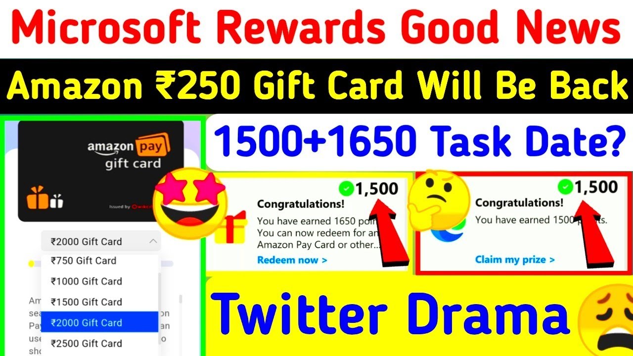 Microsoft Rewards Team Reply! Amazon Voucher आगया! 1500+1650 Task कब ...