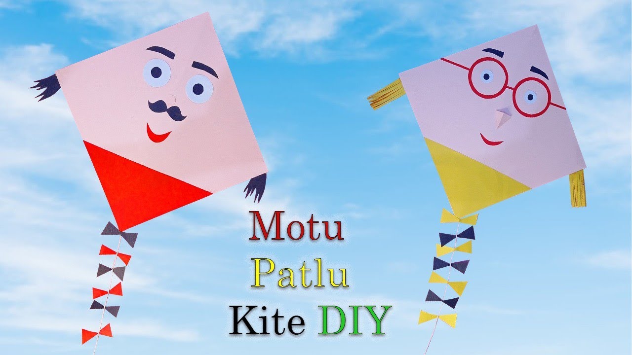 Motu Patlu kite making at home/Motu Patlu kite diy/ kite making idea ...