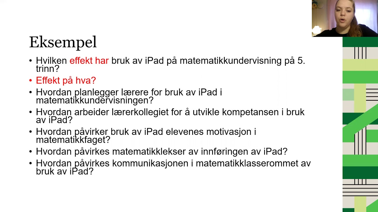 Problemstilling til FoU-oppgave i matematikkdidaktikk - YouTube