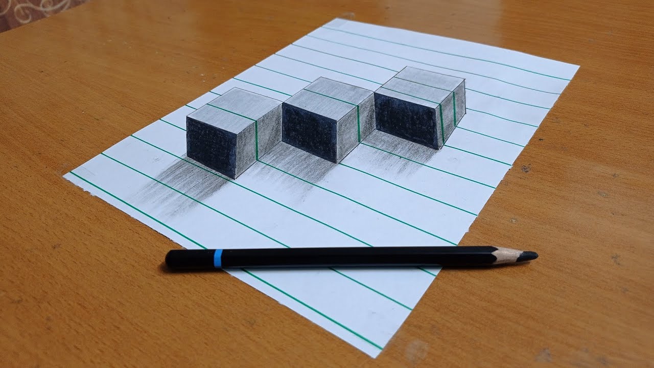 Easy 3d drawing on paper for beginners | how to draw 3d drawing #art # ...