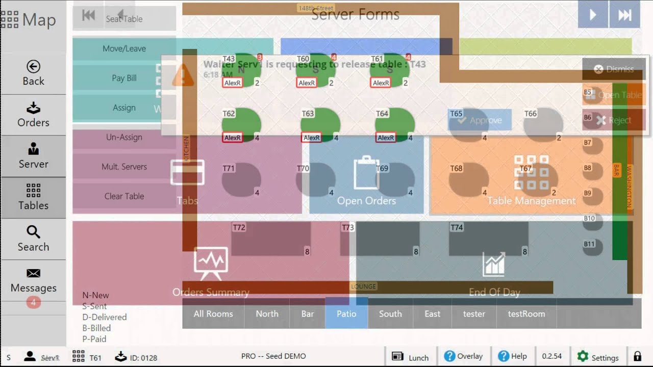 How To Transfer A Table Assignment - Seed Digital Menu for Clover - YouTube