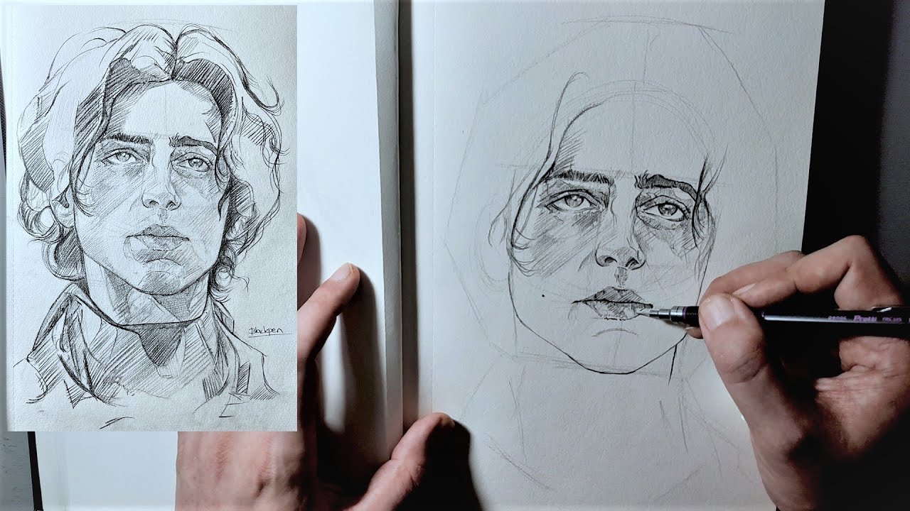 Drawing Practice - How to draw Portrait/ Drawing with Mechanic Pencil ...