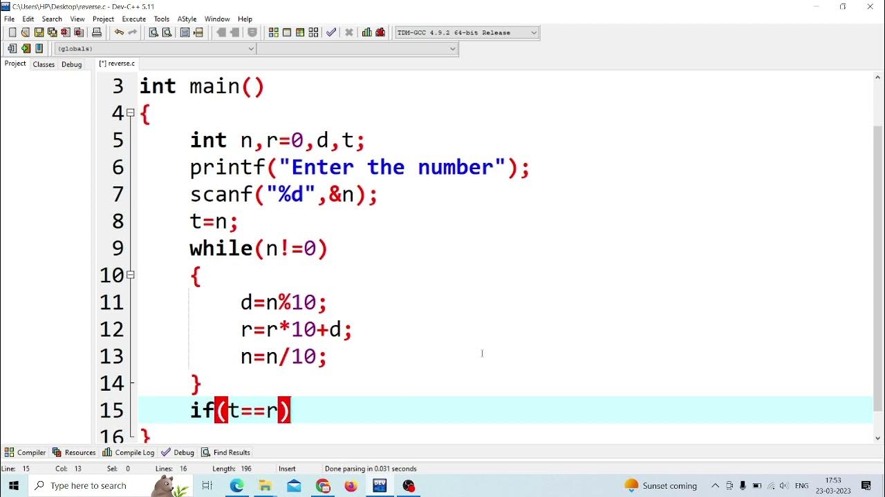 c program to check whether a number is palindrome or not | palindrome program in c - YouTube