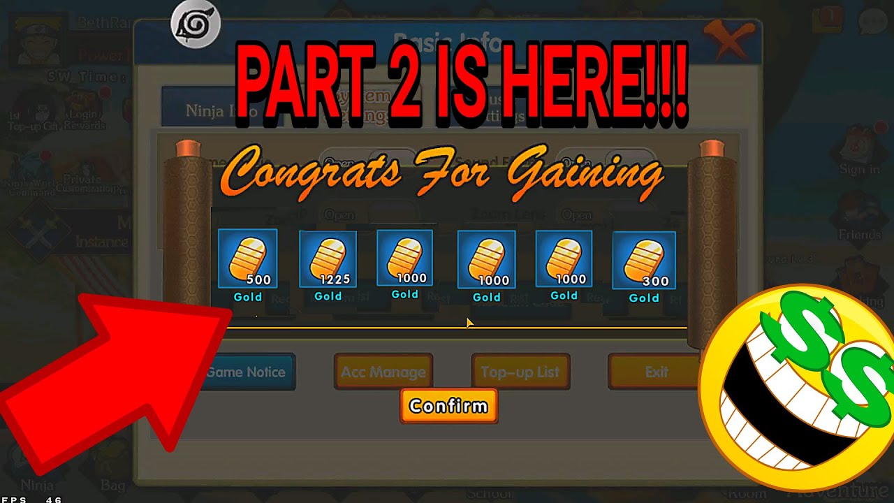 Redeem Code [TOTAL 5025 GOLD] part 2 | Ultimate Ninja Ninja King | Bond ...