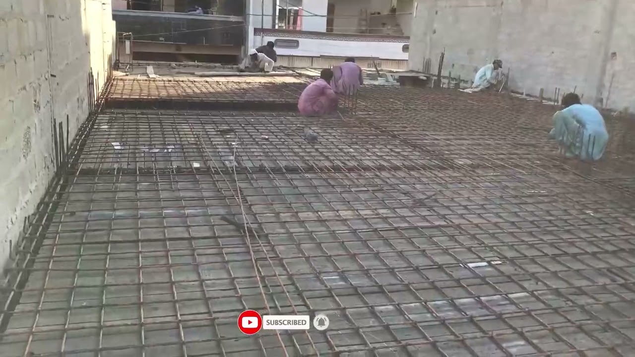 Steel fixing for RCC roof slab in Pakistan | House Construction - YouTube
