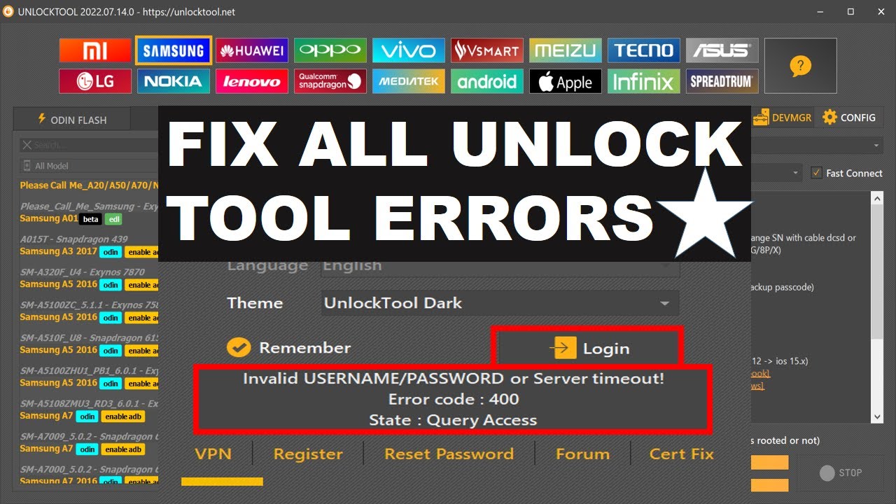 Fix all unlock tool errors - YouTube