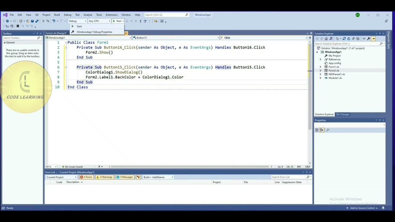 VB.NET | Complete ColorDialog | CodeLearning - YouTube