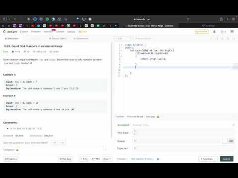 #1523 count odd number in an interval range #leetcodequestionandanswers #leetcode - YouTube