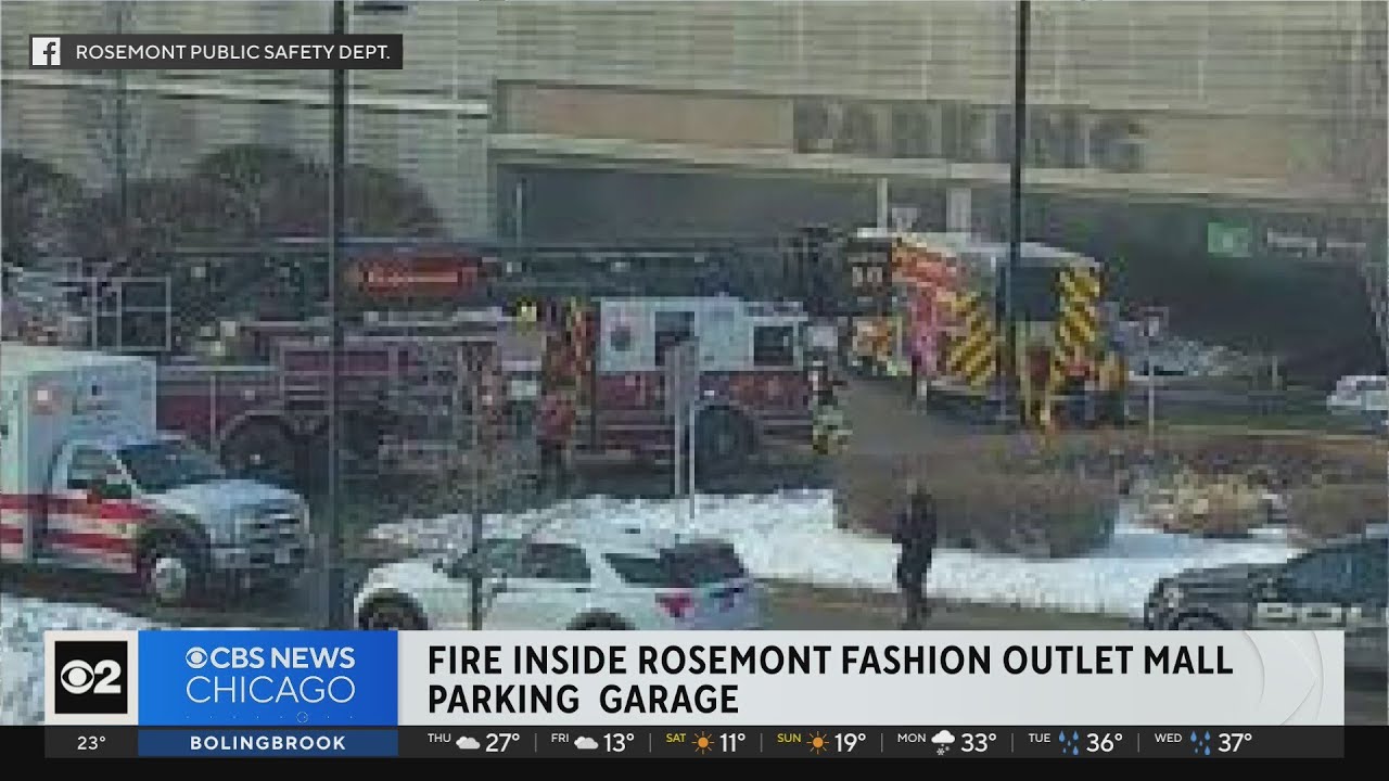 Fire in Rosemont Fashion Outlet mall parking garage - YouTube