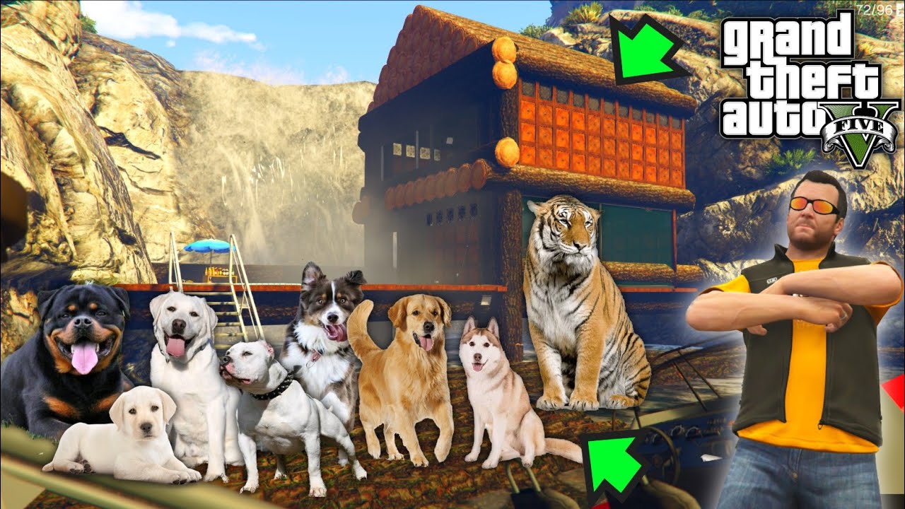 Gta 5 : MICHEAL MADE Waterfall Mansion (PET HOUSE) For All Pets Made Up ...