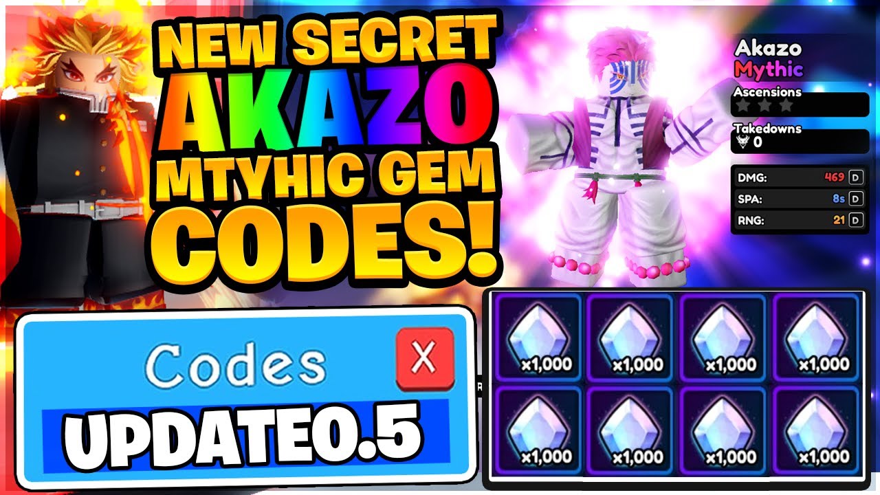 SECRET AKAZO MYTHIC GEM CODES - Anime Vanguards Roblox - YouTube