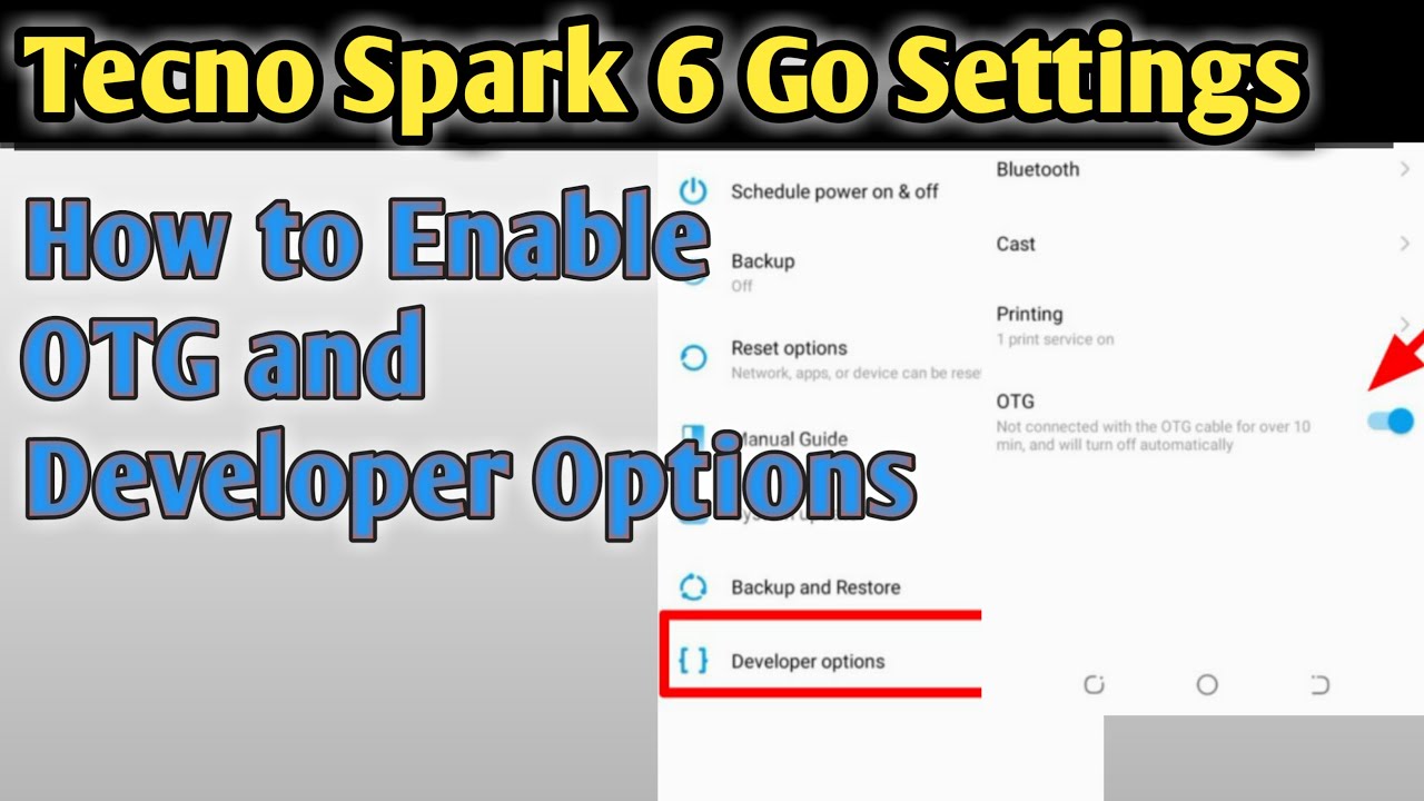 How To Enable Tecno Spark 6 Go Otg Setting And Developer Options