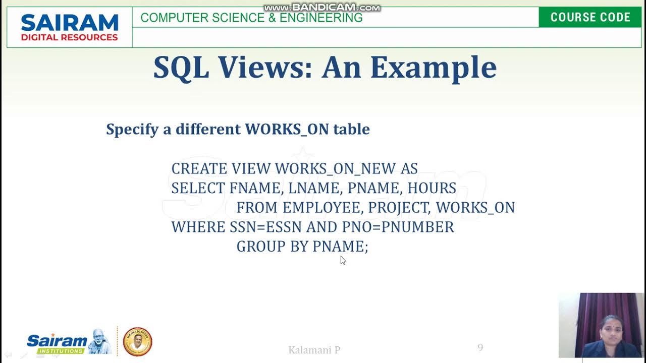Lecture Video 18CS53 DBMS Module 3 Views Kalamani P - YouTube
