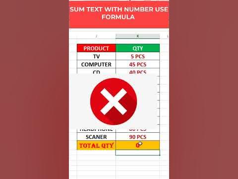 SUM TEXT WITH NUMBER USE FORMULA IN MS EXCEL || EXCEL SUM FORMULA || EXCEL TIPS || - YouTube