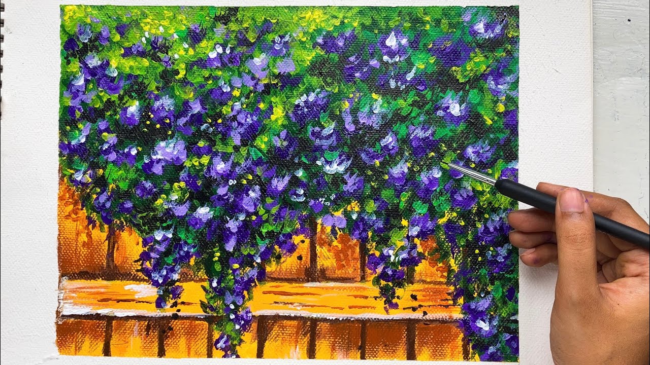 Easy Acrylic Painting Of Flowers| Step By Step Painting Tutorial - YouTube