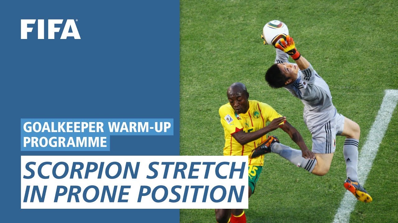 Scorpion stretch in prone position [Goalkeeper Warm-Up Programme] - YouTube