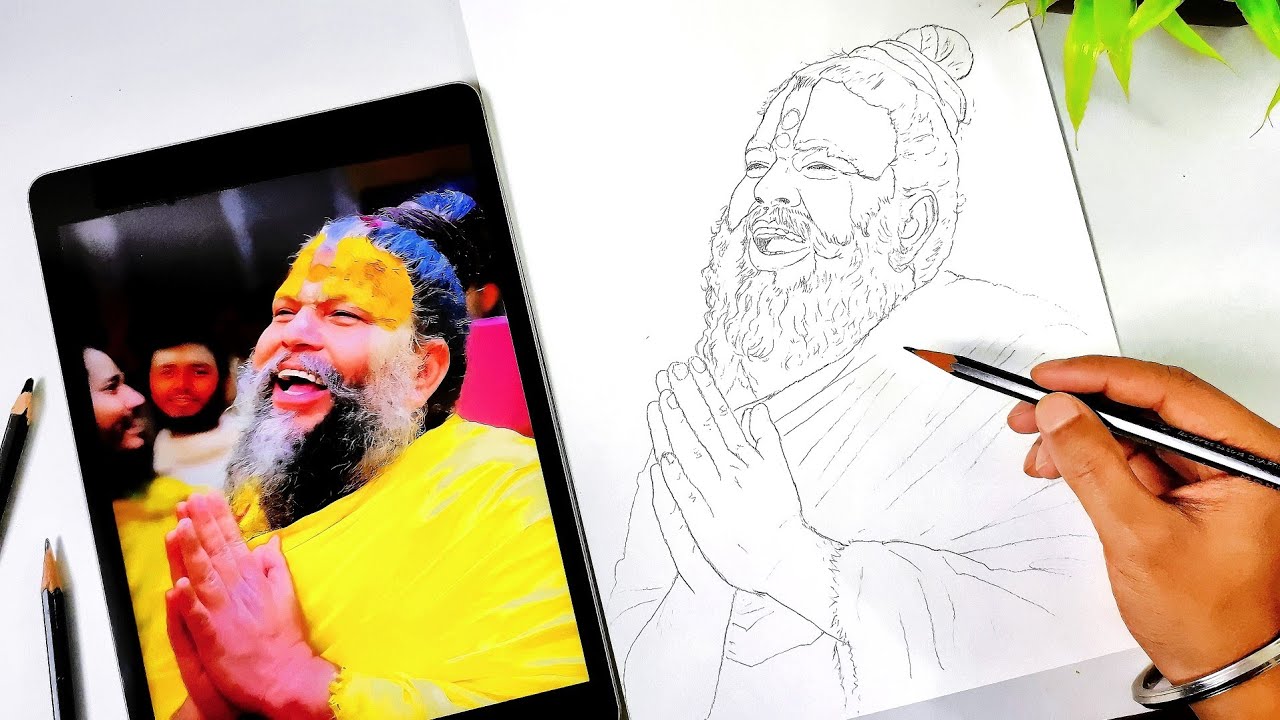 Draw like PRO 🧡 Premanand Ji Maharaj Drawing Tutorial for Beginners ...