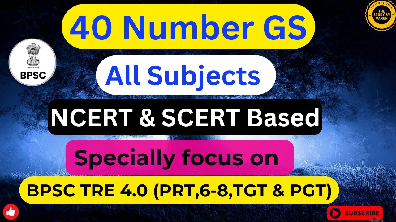 40 Number GS | Important MCQs | BPSC TRE4.0 PRT, 6-8 , TGT & PGT | By ...