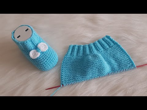 Yapımı Çok Kolay Çok Şirin Fiyonklu Maviş Patik / kolay patik modeli / bebek patik modelleri