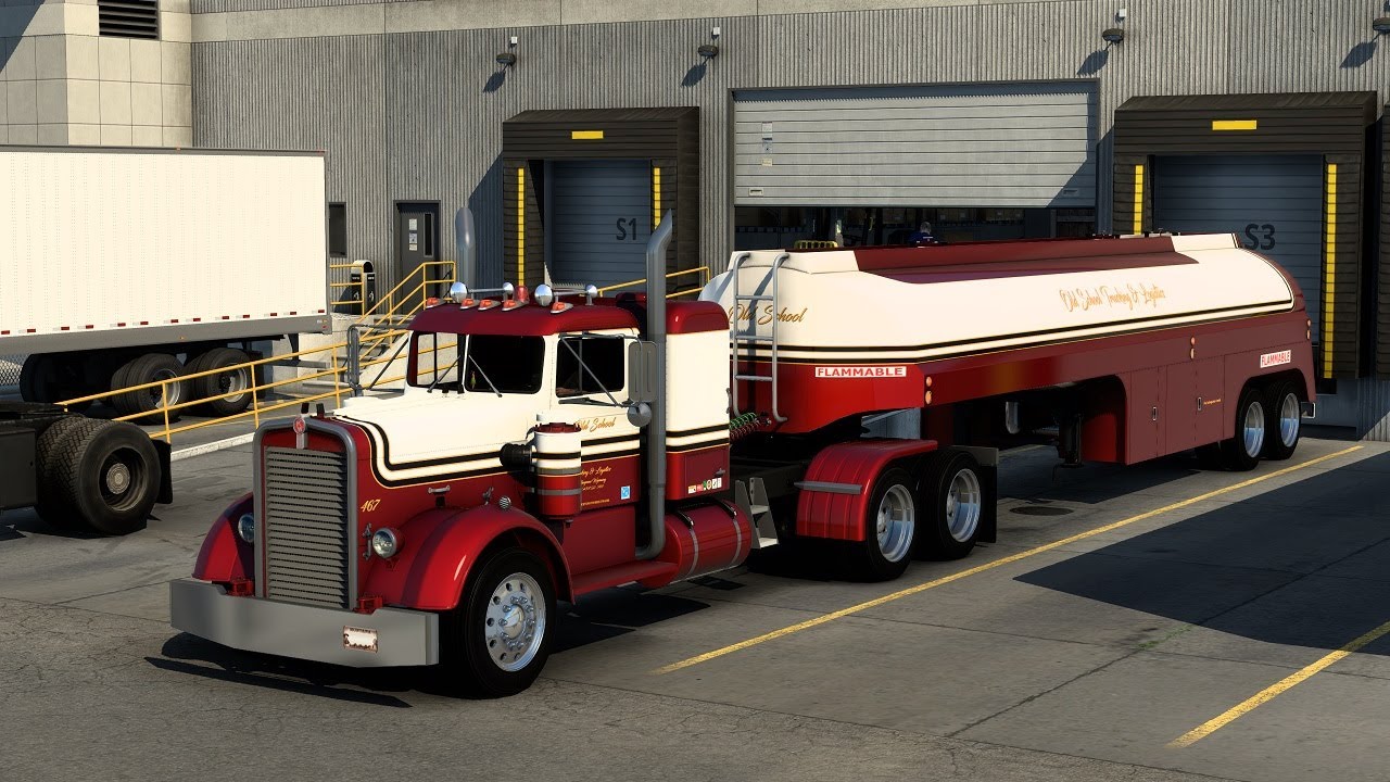 ATS Kenworth 521 pulling a 1950's Fruehauf Tank Trailer - YouTube