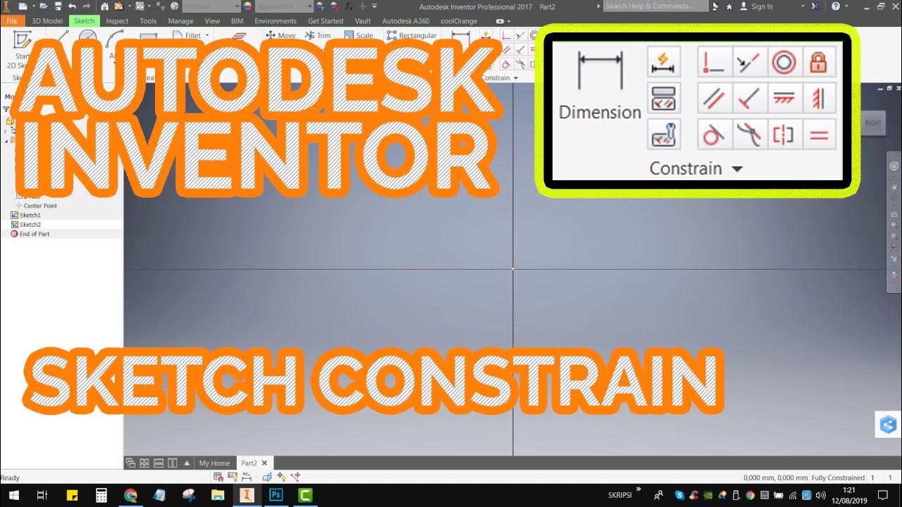 Fungsi Sketch Constrain Pada Autodesk Inventor - YouTube