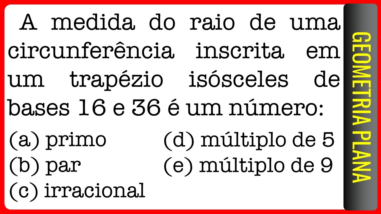 ESA || Geometria Plana || A medida do raio de uma circunferência ...