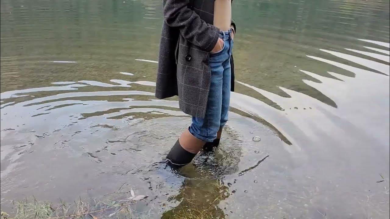 Wet Leather Riding Boots With High Heels Youtube