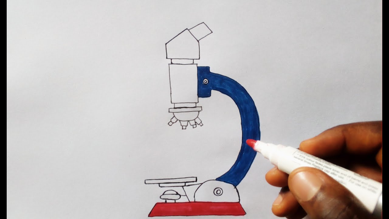 Microscope Drawing & coloring for Kids |Easy drawing tutorial | focal ...