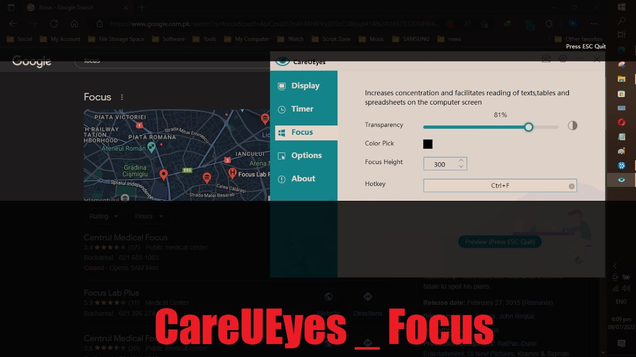 Care U Eyes Blue Light Filter Stay focus Settngs - YouTube