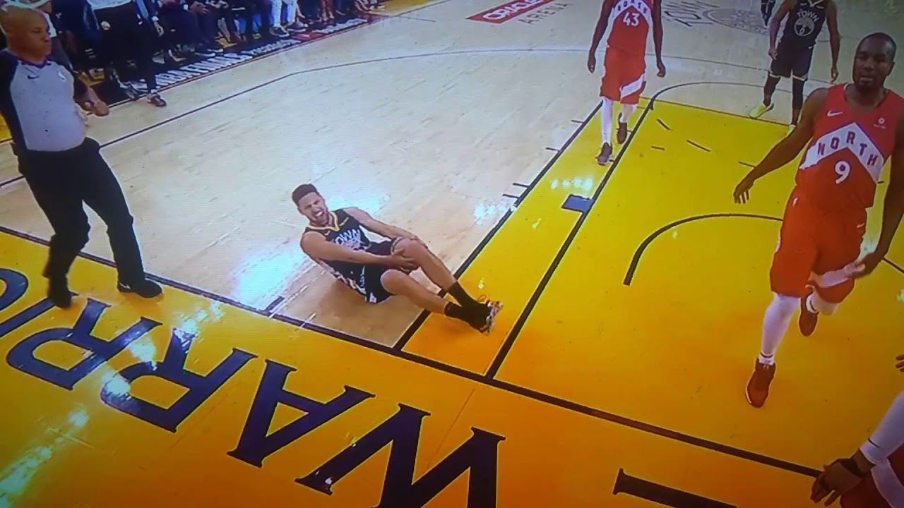Klay Thompson leg injury NBA FINALS vs Toronto - YouTube