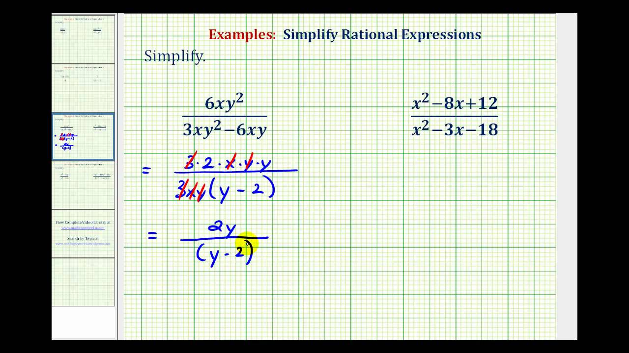 Ex 3 Simplify Rational Expressions YouTube