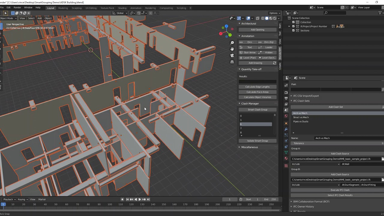 Blenderbim Smart Clash Grouping Prototype Demo Youtube