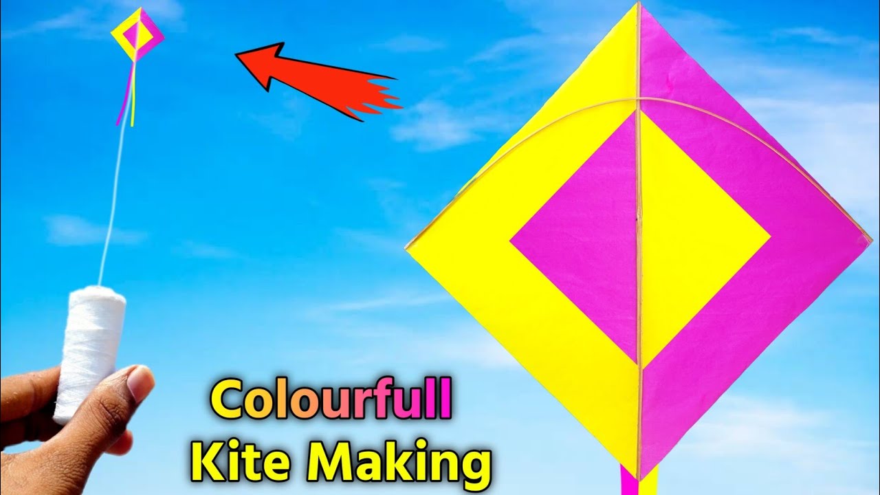 double Colour kite making , how to make kite , patang kese banate hai ...