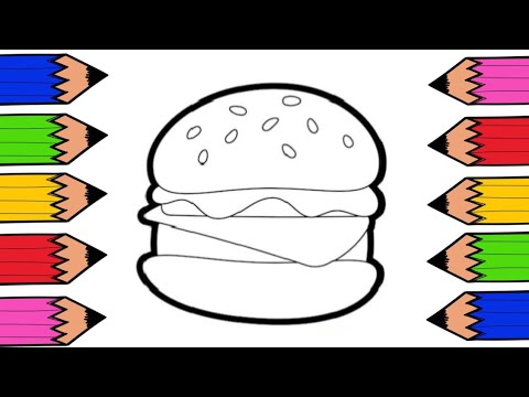 Colorful Burger Coloring for Kids | Glitter Art Fun - YouTube