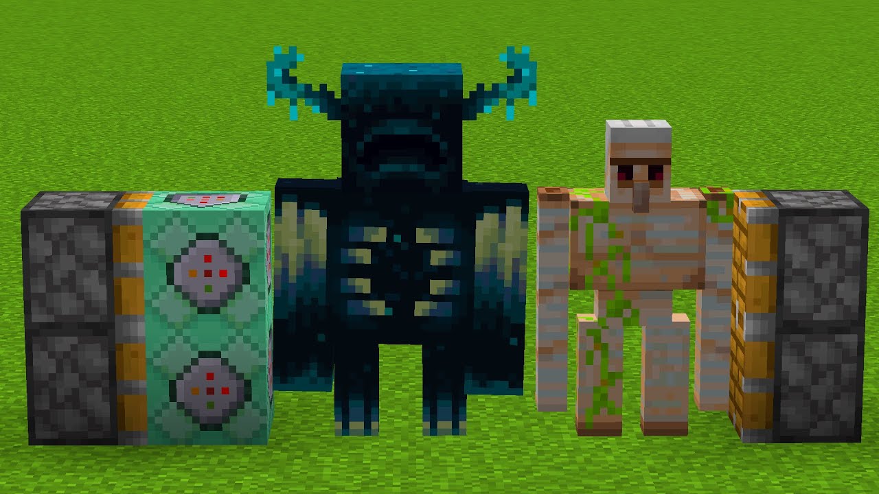 Command block and Warden and Iron golem combined minecraft - YouTube