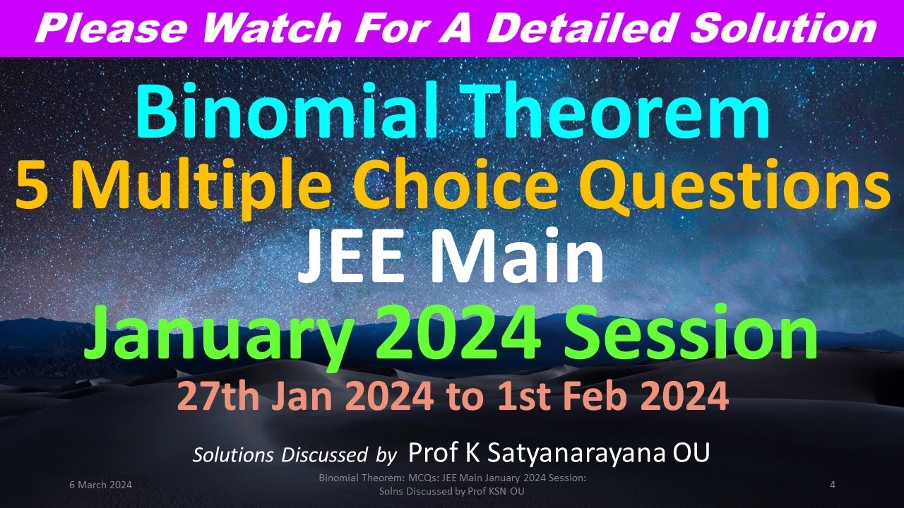 Binomial Theorem Multiple Choice Qs JEE Main January 2024 Session binomial-theorem-multiple-choice-qs-jee-main-january-2024-session