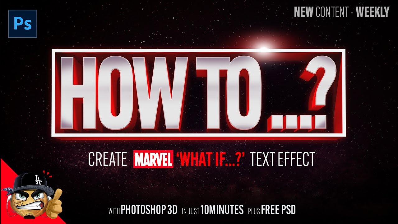 WHAT IF...? Text Effect in Photoshop - How To Use 3D Like a PRO - YouTube