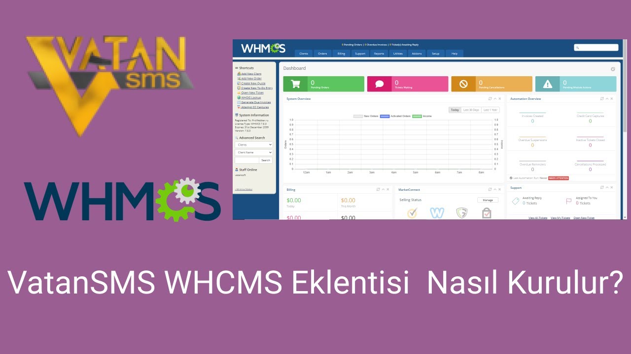 WHMCS Sms Eklenti kurulumu, WHMCS Sms Bilgilendirme, WHMCS sms modülü kurulumu -VatanSMS - YouTube