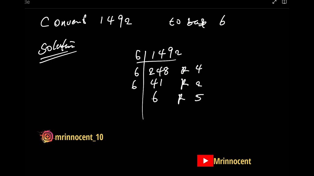 CONVERTING FROM BASE TEN TO OTHER BASES - YouTube