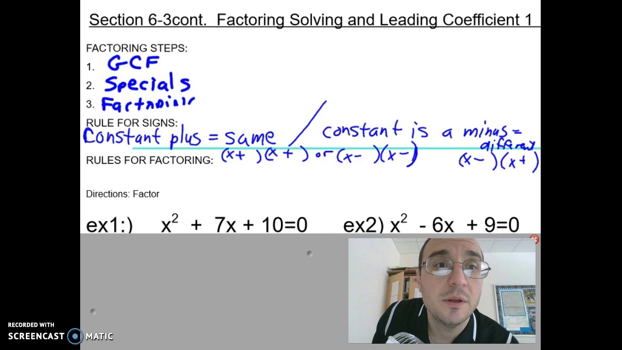 Factoring Leading Coefficient of 1 - YouTube