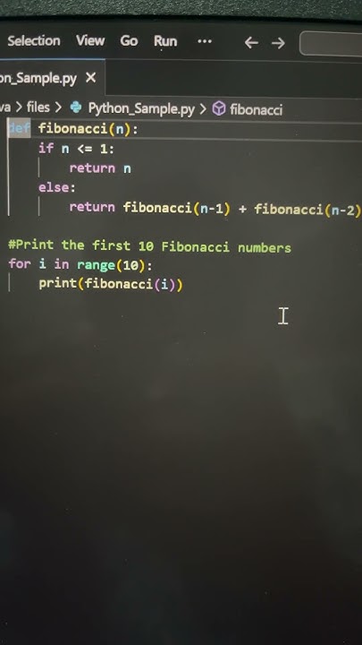 Fibonacci series in python #python #pythonprogramming #shortvideo - YouTube