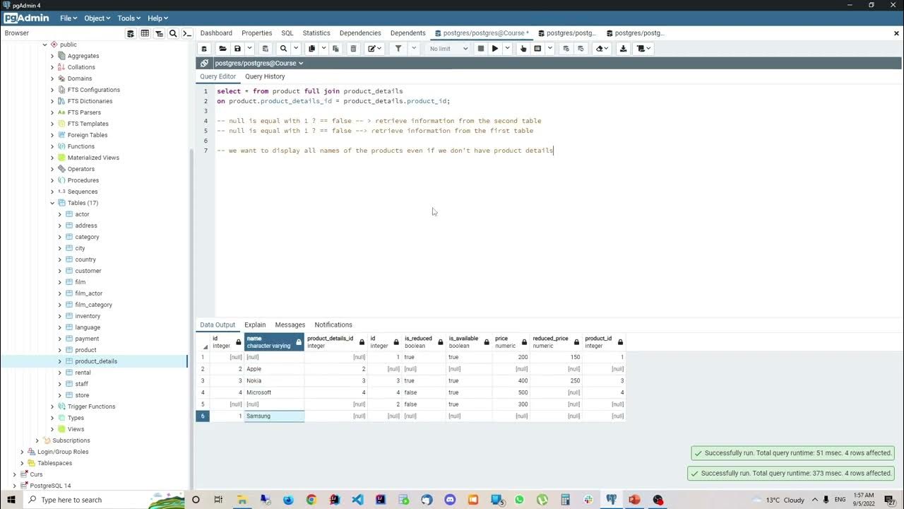 Postgresql Tutorial For Beginners Full Join Exercise Youtube