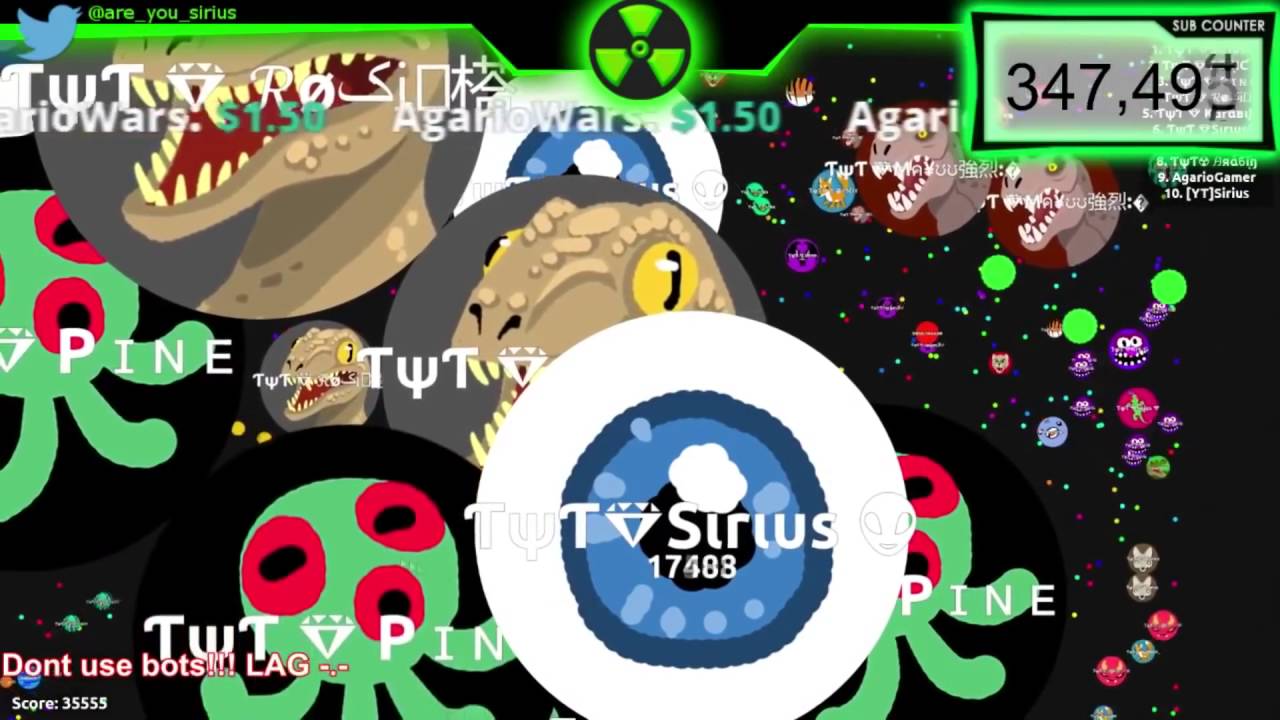 180,000 mass in AGARIO! World record agar io gameplay؟! TYT Sirius ...
